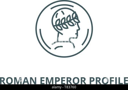 Roman Emperor profile concept vector thin line icon, symbol, sign ...