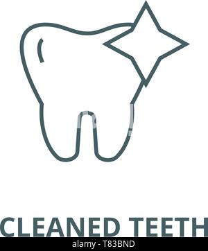 Healthy shining tooth linear icon. Teeth whitening. Thin line ...