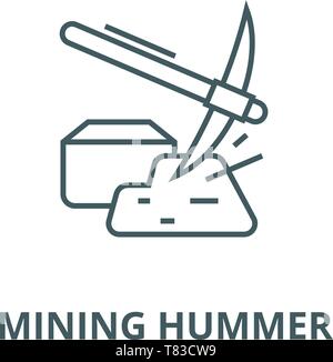 Mining hummer with gold line icon concept. Mining hummer with gold flat ...