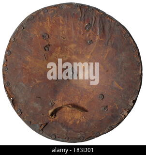 A German circular shield, circa 1580 Slightly domed shield, worked in ...