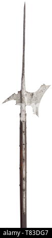 A South German halberd Circa 1600. Long, quadrangular thrusting spike ...