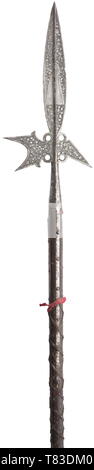 A German halberd, circa 1580, Long, quadrangular spike, concave axe ...