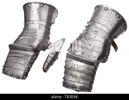 A Gothic gauntlet, South German circa 1480/90 The pleated metacarpus of ...