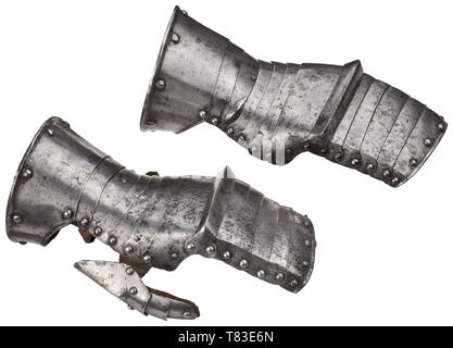 A Gothic gauntlet, South German circa 1480/90 The pleated metacarpus of ...