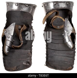 A Gothic gauntlet, South German circa 1480/90 The pleated metacarpus of ...