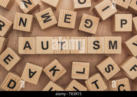 Education concept. Among the wooden letters is a sign with the ...