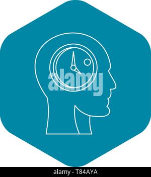 Head with clock inside icon, outline style Stock Vector Image & Art - Alamy