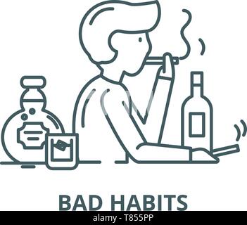 Bad habits vector line icon, outline concept, linear sign Stock Vector ...