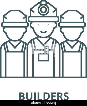 House builders linear icons set. Construction, Architecture, Renovation ...