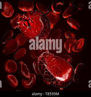 3d illustration - Sick Red Blood Cells Flowing Inside Human Vein ...