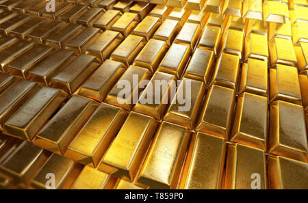 Stack of gold bars. Gold reserve. Value in the financial market ...