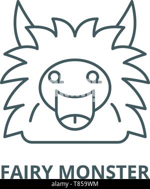 Fairy monster line icon concept. Fairy monster flat vector symbol, sign ...