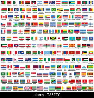 All flags of the world in alphabetical order. Square glossy sticker ...