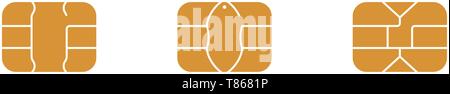 EMV chip icon set. Nfc chip for credit card security. Digital bank ...