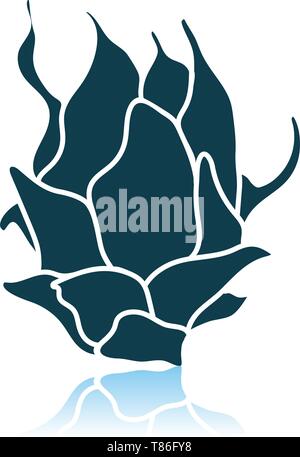 Icon of Dragon fruit. Shadow reflection design. Vector illustration ...