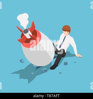 Cartoon vector illustration of failed rocket, flying and falling ...