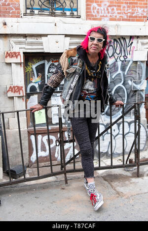 Posed portrait of Astro Erle, nightlife icon, club kid and hairstylist ...