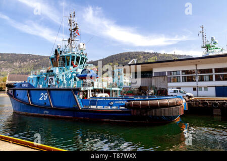 Tug boat Vortex moored in the port of Bergen, Norway Stock Photo - Alamy