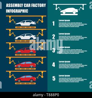 assembly car infographic assembly line and car factory production ...