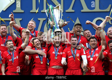 Saracens celebrate with the trophy during the Champions Cup Final at St ...