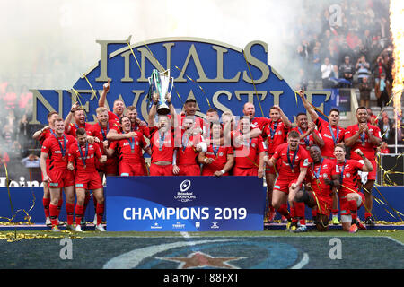 Saracens celebrate with the trophy during the Champions Cup Final at St ...