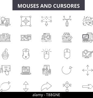 Mouses and cursores line vector icons and signs. click, mouse, symbol ...