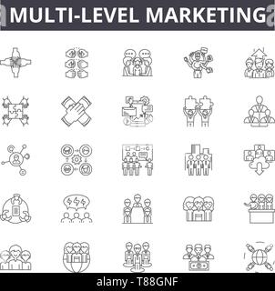 mlm marketing line icon, outline symbol, vector illustration, concept ...