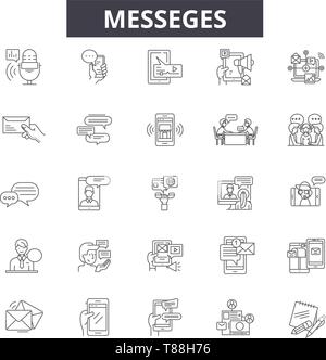 Messedges line vector icons and signs. Messing, Messed, Texting, Texts ...