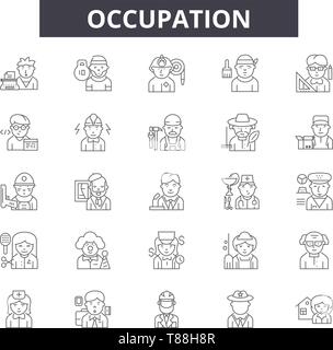 Occupational health linear icons set. Ergonomics, Hazards, Vaccinations ...