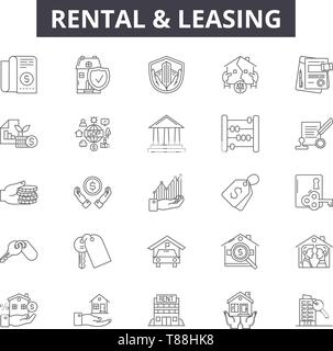 Lease agreement icons set. Outline set of lease agreement vector icons ...