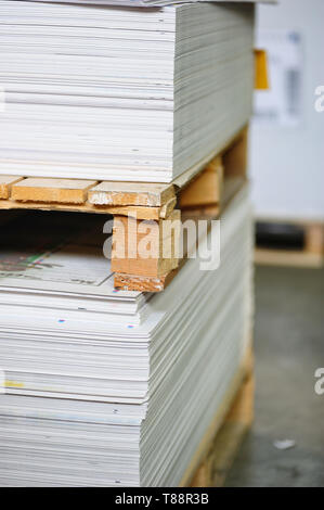 Pallet of cardboard printed offset Stock Photo - Alamy
