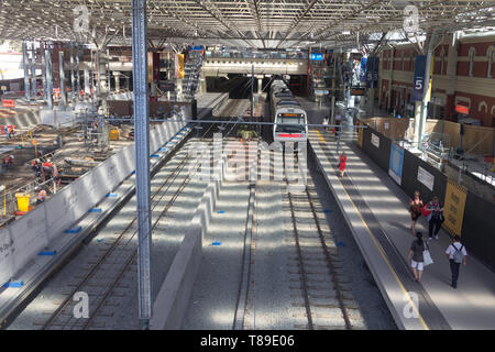 A Transperth railway train at Fremantle Station in Western Australia ...