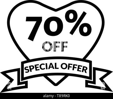 Trendy flat advertising with red 70 percent discount flat badge for ...