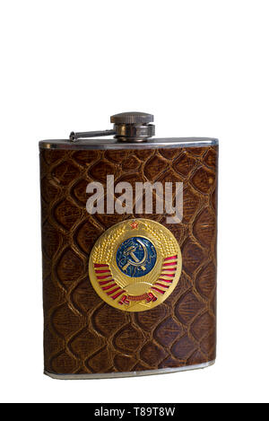 a soviet union vodka flask isolated over a pure white background Stock ...