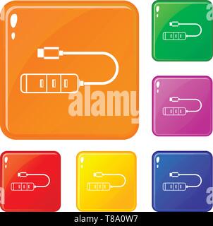 Electronic connectors line vector icons and signs. Pins, Sockets, Plugs ...