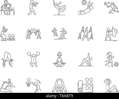 Activities centre vector line icons set. Activity, Centre, Outdoors ...