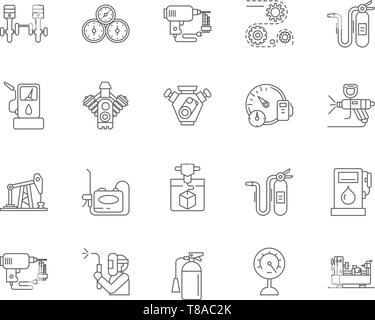 Air and gas compressors line icons, signs set, vector. Air and gas ...