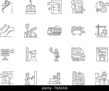 Civil engeneering line icons, signs set, vector. Civil engeneering ...