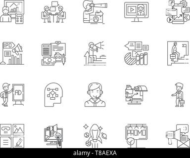 content management system icons, signs, outline symbols, concept linear ...