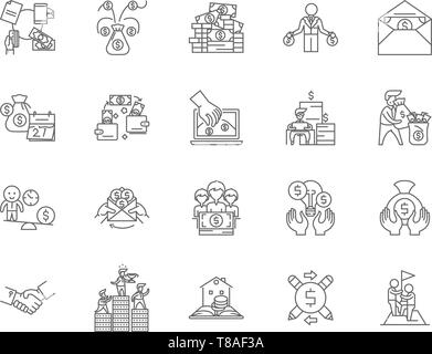 business corruption icons, signs, outline symbols, concept linear illustration line collection ...