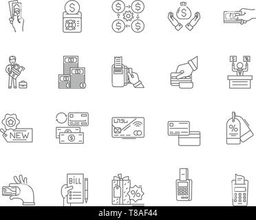 Cost reduction linear icons set. Optimization, Efficiency, Streamlining ...