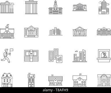 Departament line vector icons and signs. Division, Bureau, Wing, Region ...