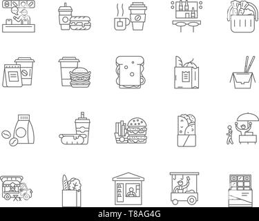 Eating people line icons, signs set, vector. Eating people outline ...