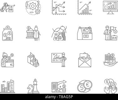 Economics line icons, signs, vector set, outline illustration concept ...