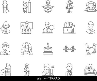 General contractors line icons, signs set, vector. General contractors ...