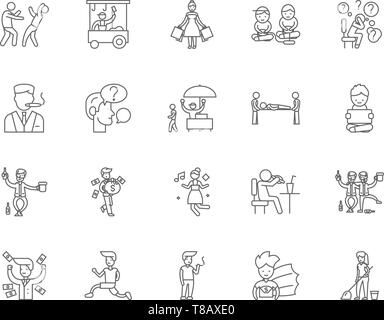 Bad habits line icon concept. Bad habits flat vector symbol, sign ...