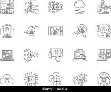 Hitech business line icons signs set. Design collection of Hitech ...