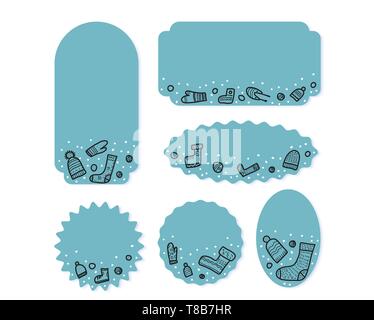 Warm socks, beanies set. Vector composition with warm knitted clothes ...