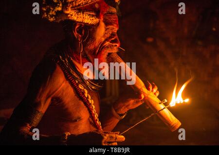 Old man, portrait, village of the indigenous Wichi people, Comunidad ...