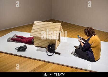 Austrian artist Erwin Wurm with his work The German Couch, 2021, as he ...